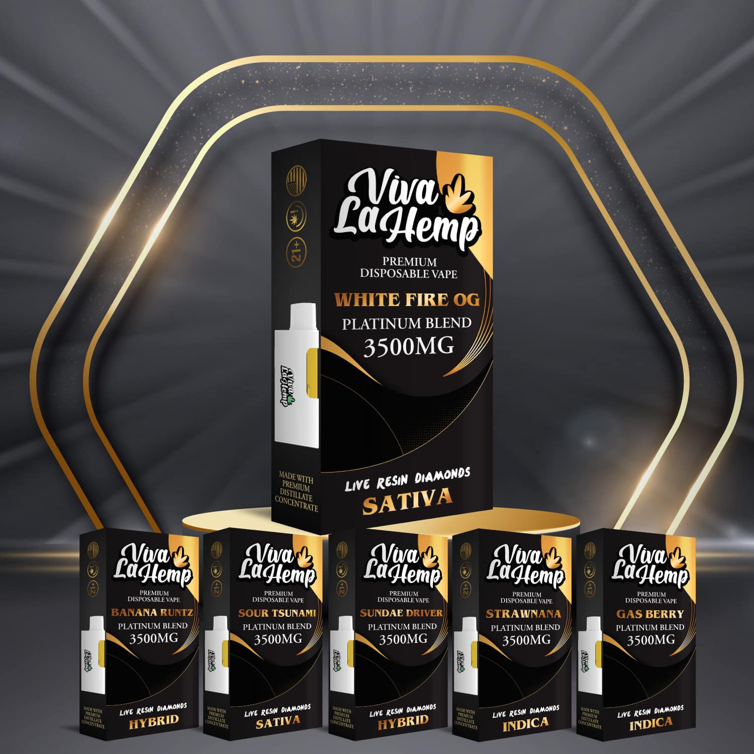 Viva La Hemp Platinum Blend THCA THCX THC-JD 3500mg 5ct